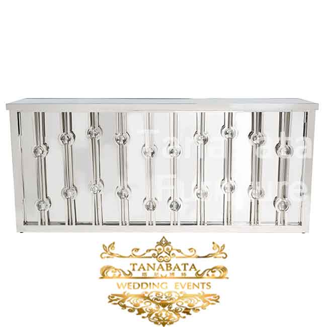 Silver Metal Counter Bar Height Table Tanabata