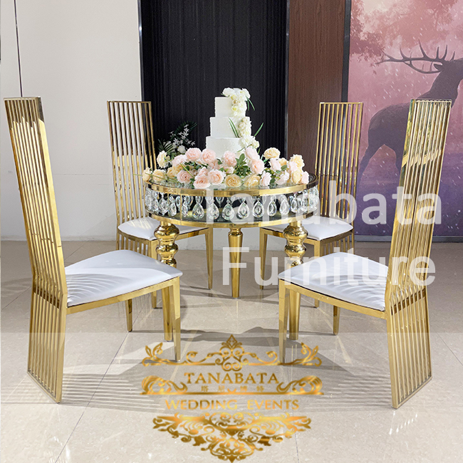 High Back Golden Stainless Steel Chair Tanabata