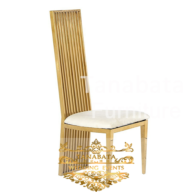 High Back Golden Stainless Steel Chair Tanabata