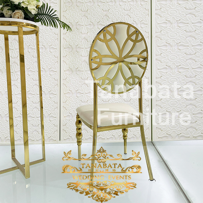 Round Back Vintage Wedding Chair White Tanabata