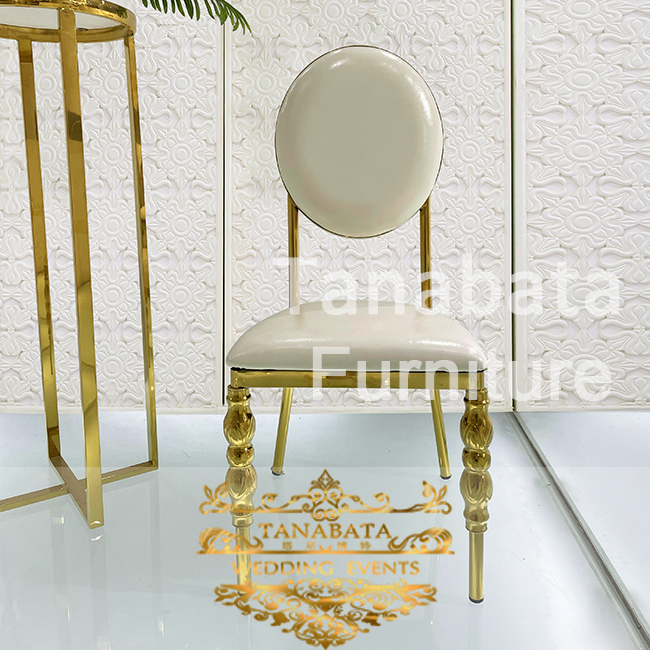 Round Back Vintage Wedding Chair White Tanabata