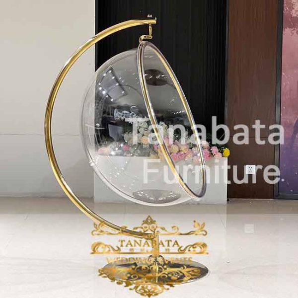 Clear Acrylic Golden Frame Hanging Chair Tanabata