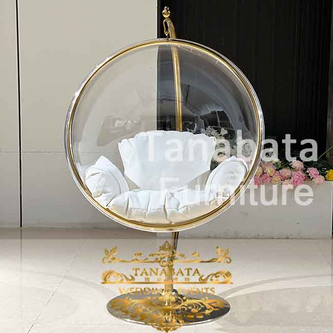 Clear Acrylic Golden Frame Hanging Chair Tanabata