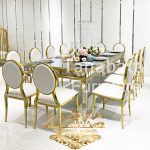 Round Back Elegant Wedding Chair Gold Tanabata