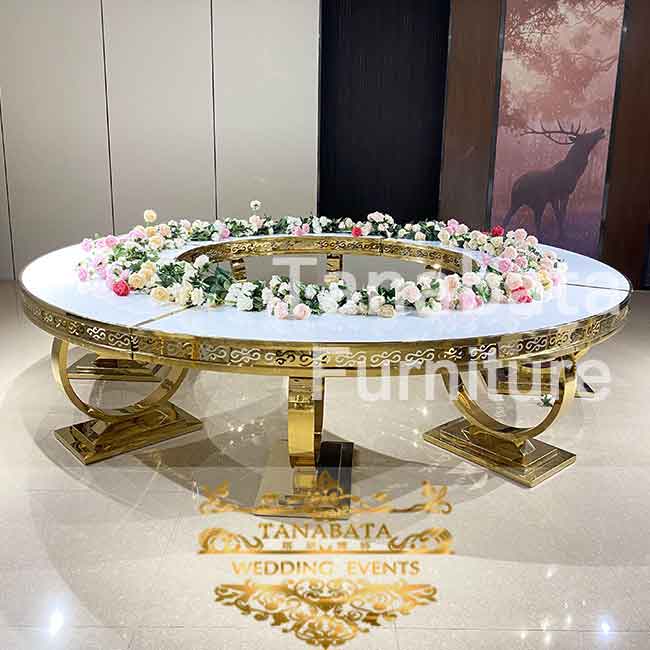 Gold Stainless Steel Large Serpentine Table Tanabata