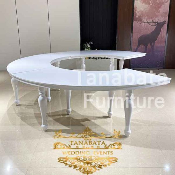 MDF Top White Metal Round Dining Table Set Tanabata